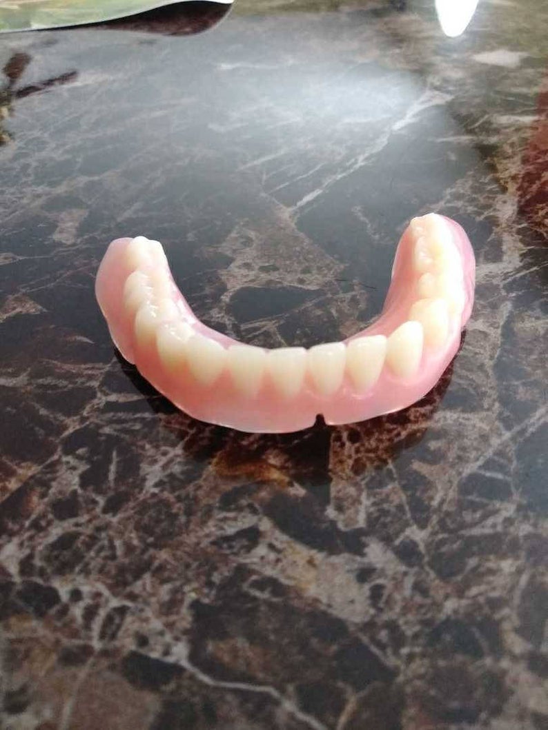 Small Pink Acrylic Pre-made Lower False Teeth Denture – Saldentures